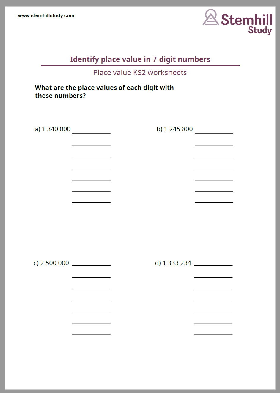 Identify place value in 7-digit numbers